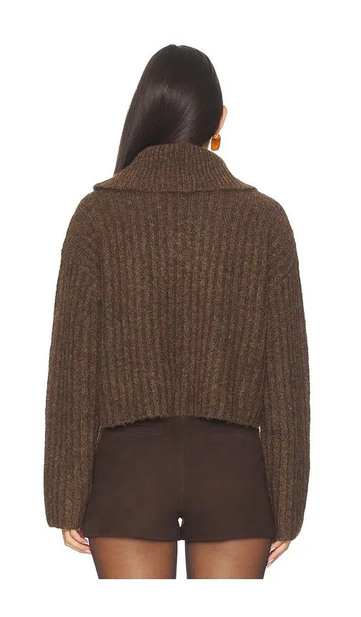 NIA Bruni Cropped Ribbed Turtleneck Sweater - Brown