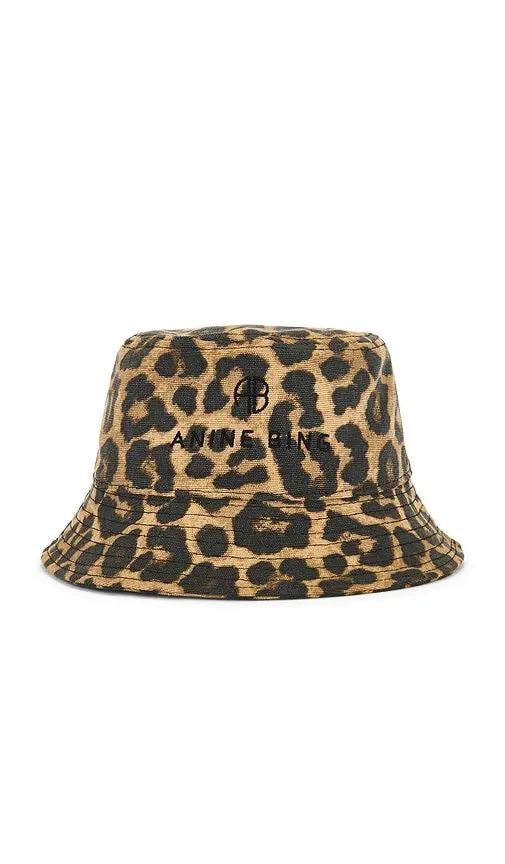 ANINE BING Nicks Bucket Hat - Black & Brown Leopard