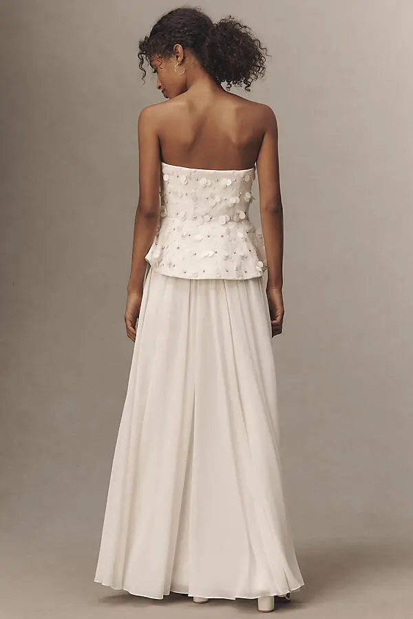 Bhldn Strapless Embellished Peplum Maxi Dress