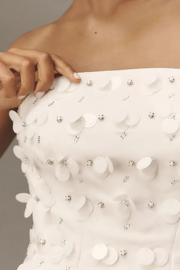 Bhldn Strapless Embellished Peplum Maxi Dress