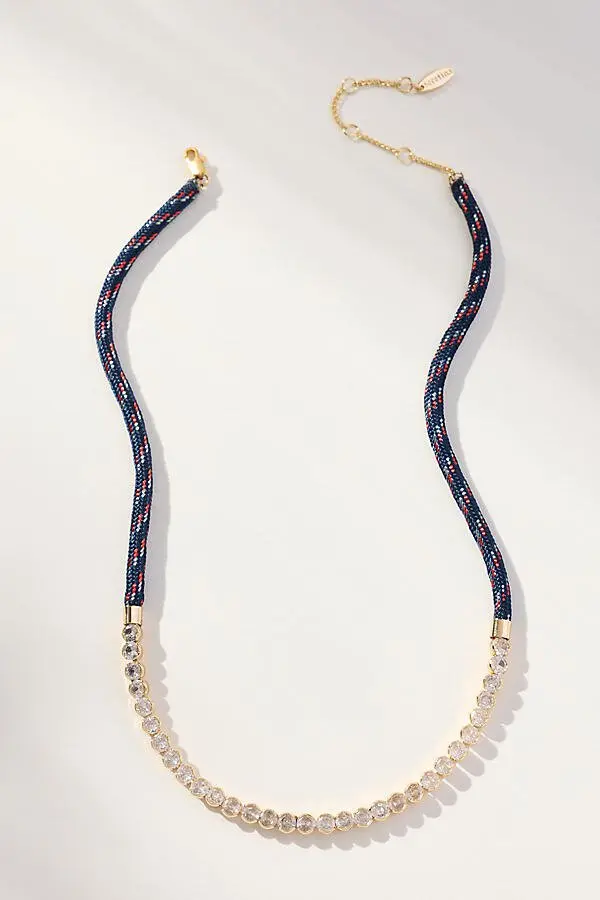 Anthropologie Corded Crystal Necklace - Navy