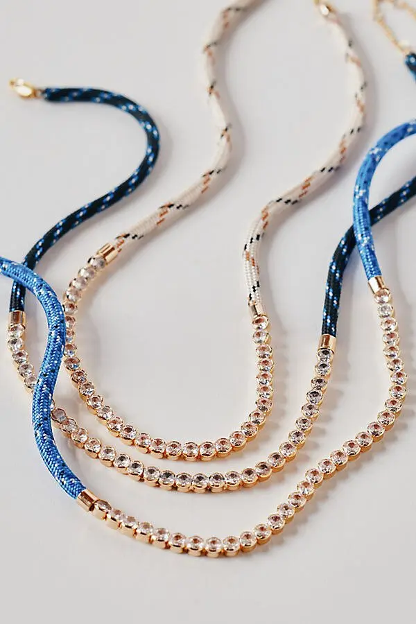 Anthropologie Corded Crystal Necklace - Sapphire