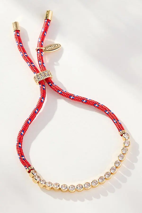 Anthropologie Cubic Zirconia And Cord Bracelet - Red
