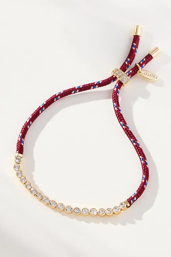 Anthropologie Cubic Zirconia And Cord Bracelet - Wine