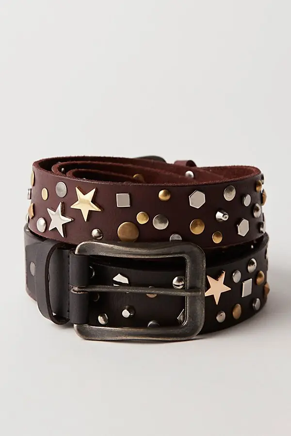 Free People Studded Leather Belt - Black