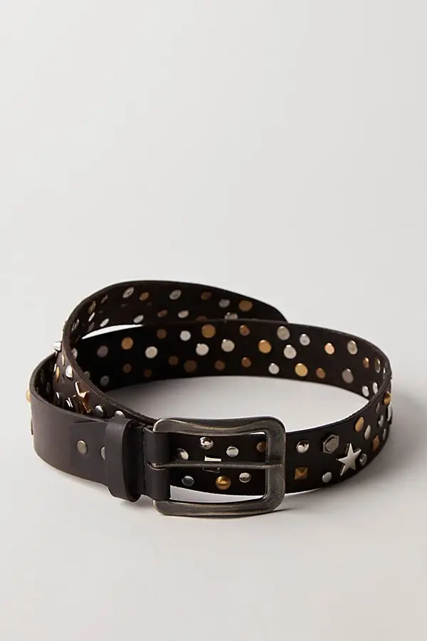 Free People Studded Leather Belt - Black