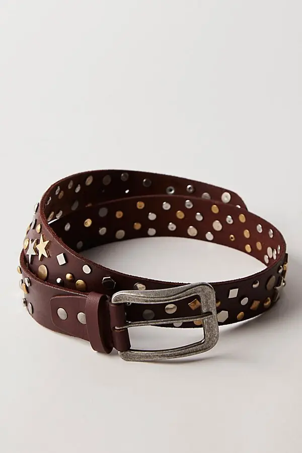 Free People Studded Leather Belt - Espresso