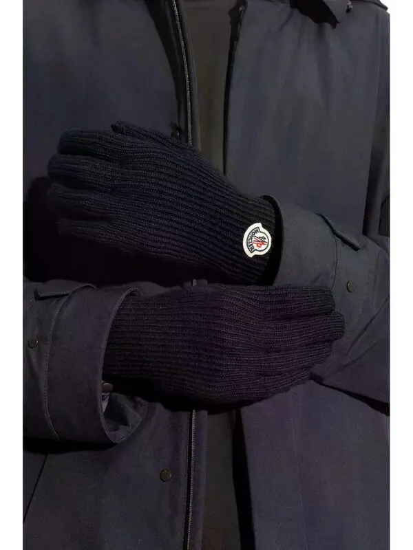 Moncler Logo-patch Gloves - Blue
