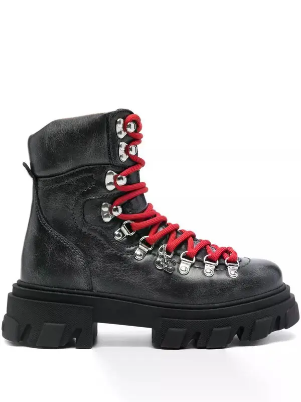 GANNI Lace-up Lug-sole Boots - Brown