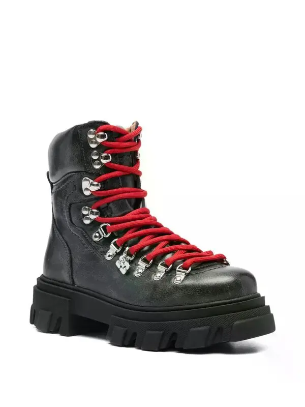 GANNI Lace-up Lug-sole Boots - Brown