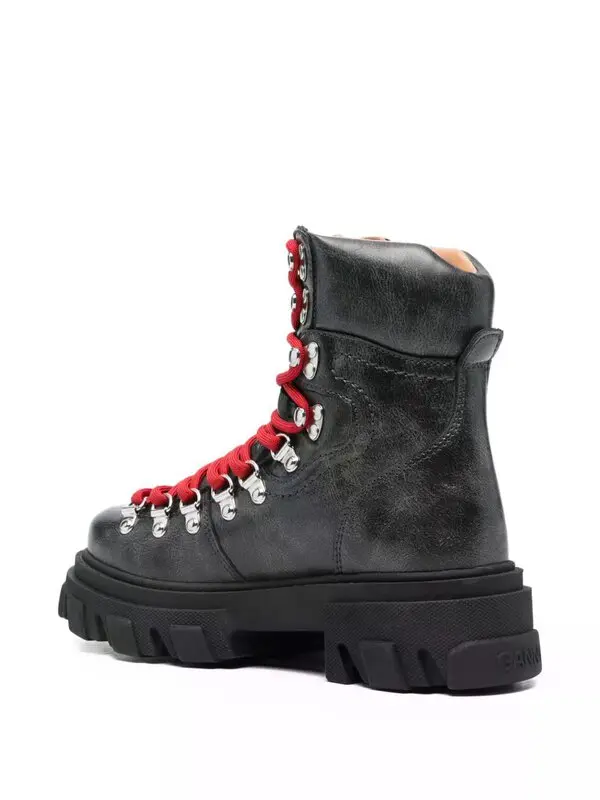GANNI Lace-up Lug-sole Boots - Brown