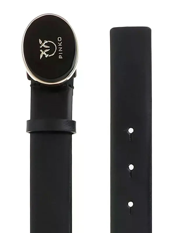 Pinko Logo-plaque Leather Belt - Black