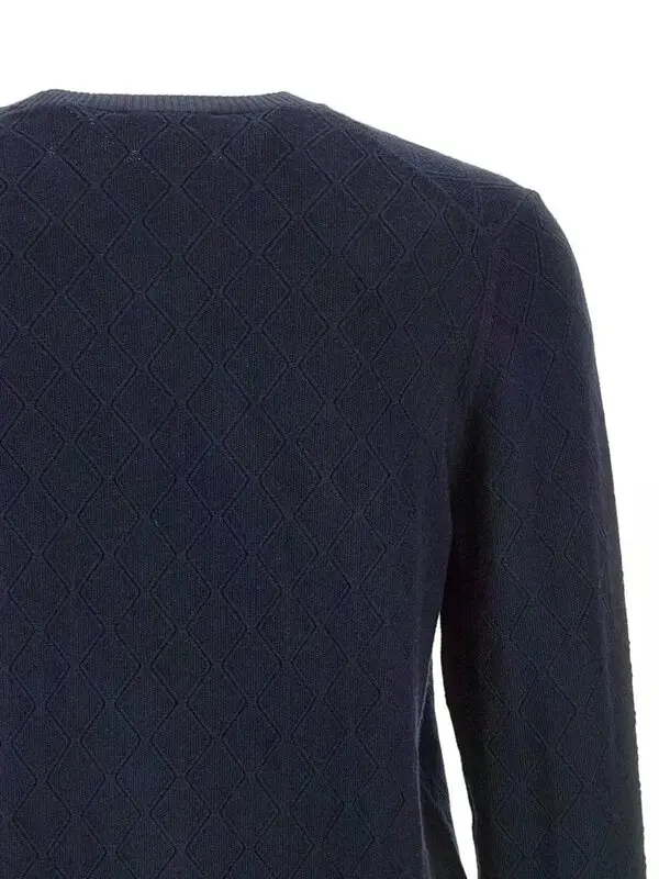 DIKTAT Diamond-pattern Crew-neck Sweater - Blue