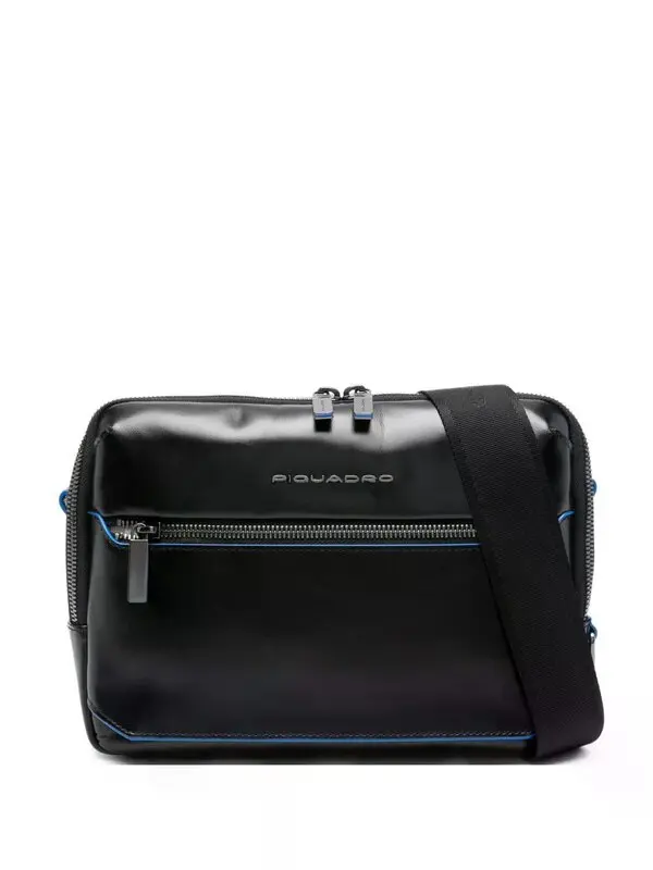 PIQUADRO Logo-plaque Zip-fastening Shoulder Bag - Black