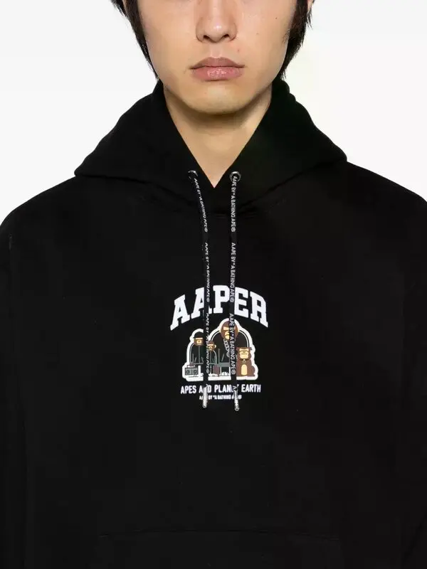 AAPE BY *A BATHING APE Logo-patch Hoodie - Black