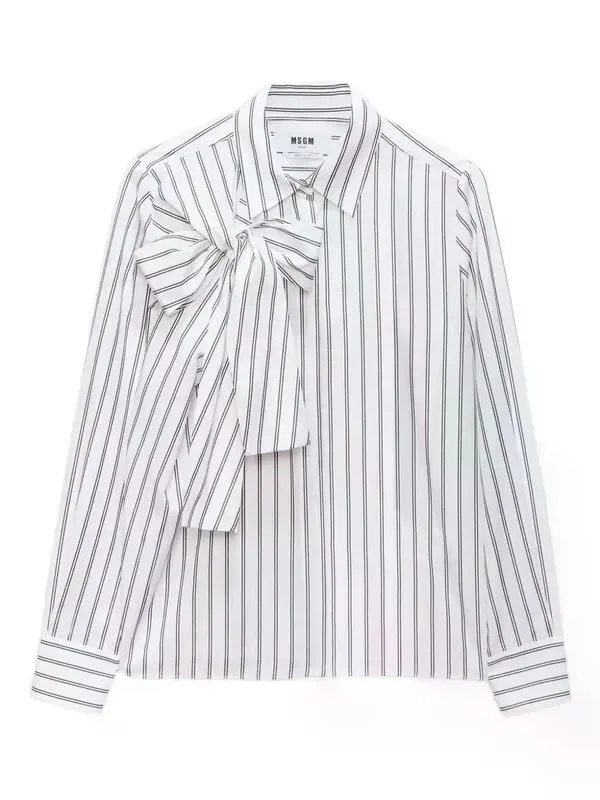 MSGM Striped Bow-detail Shirt
