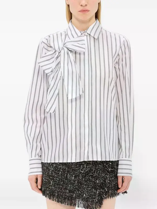 MSGM Striped Bow-detail Shirt