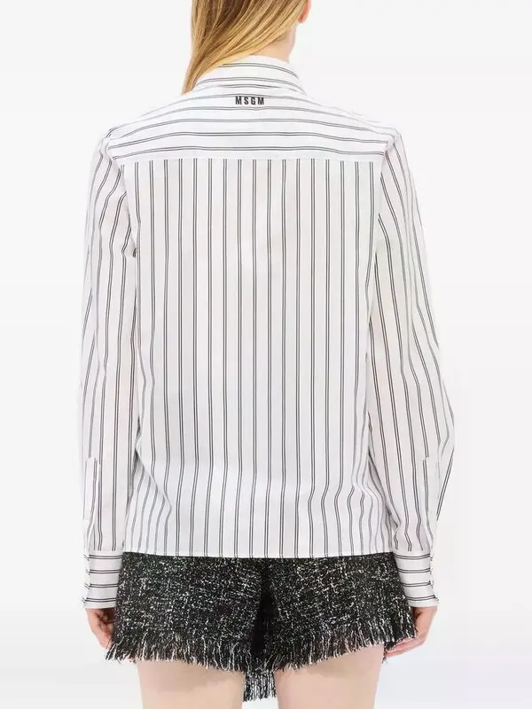 MSGM Striped Bow-detail Shirt