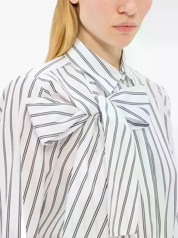 MSGM Striped Bow-detail Shirt