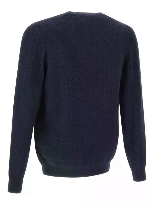 DIKTAT Diamond-pattern Crew-neck Sweater - Blue