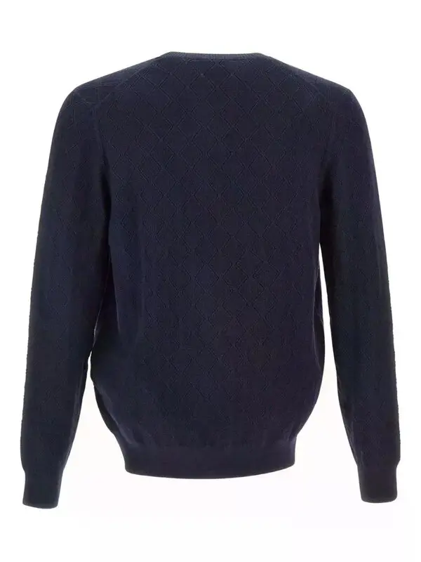 DIKTAT Diamond-pattern Crew-neck Sweater - Blue