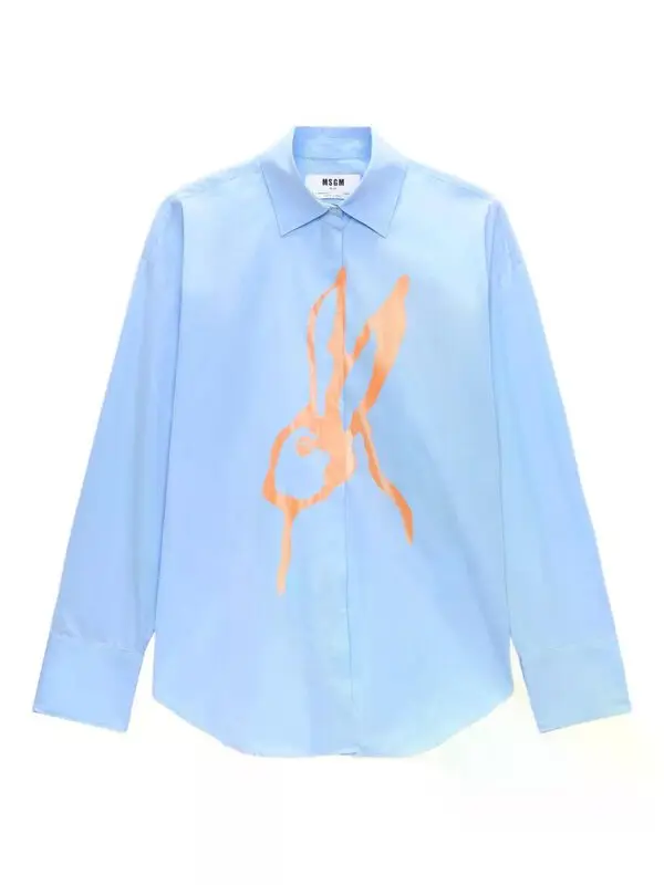 MSGM Rabbit-print Long-sleeve Shirt