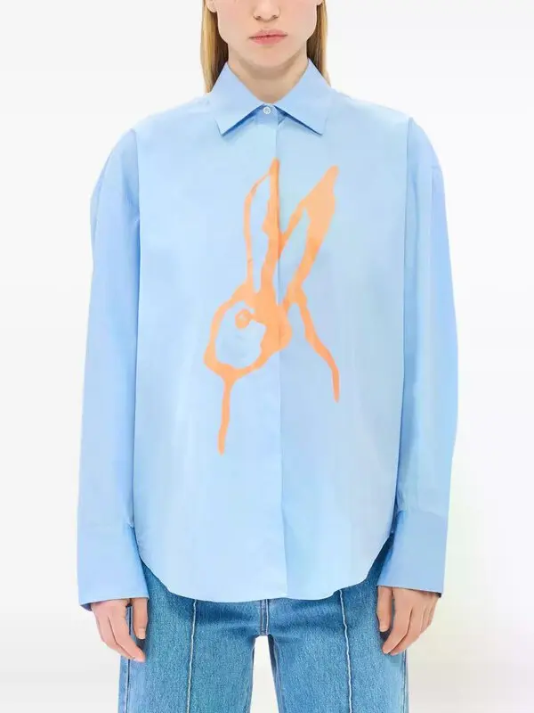 MSGM Rabbit-print Long-sleeve Shirt