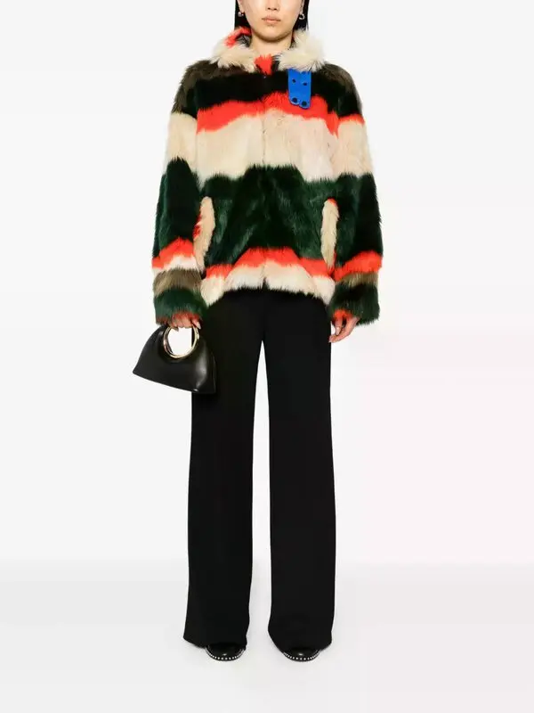 QUETSCHE Striped Faux-fur Jacket