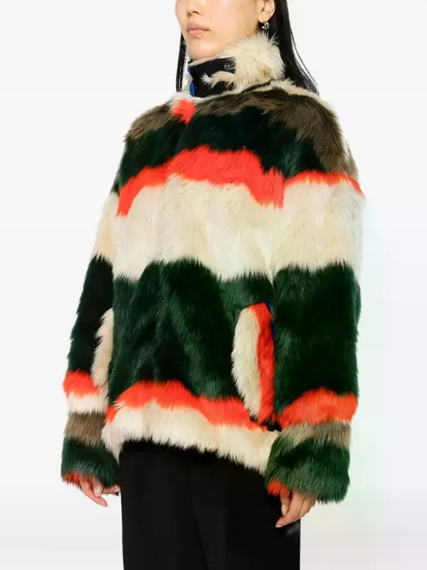 QUETSCHE Striped Faux-fur Jacket