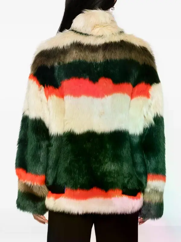 QUETSCHE Striped Faux-fur Jacket