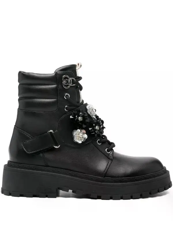 Liu Jo Rumi Boots With Floral Embellishments - Black