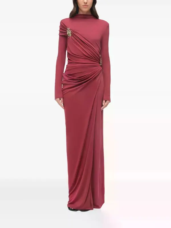 Simkhai Izadora Draped Jewel-embellished Dress - Red