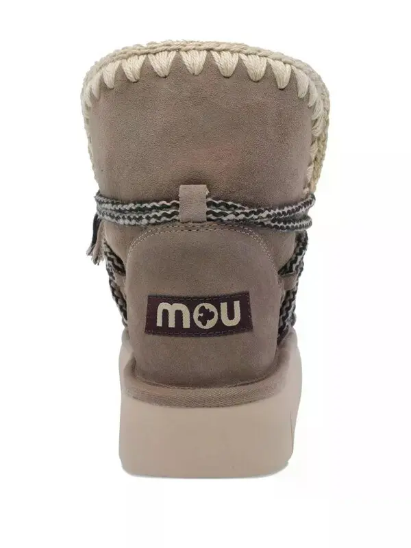 Mou Crochet-trim Lace-up Ankle Boots - Neutrals