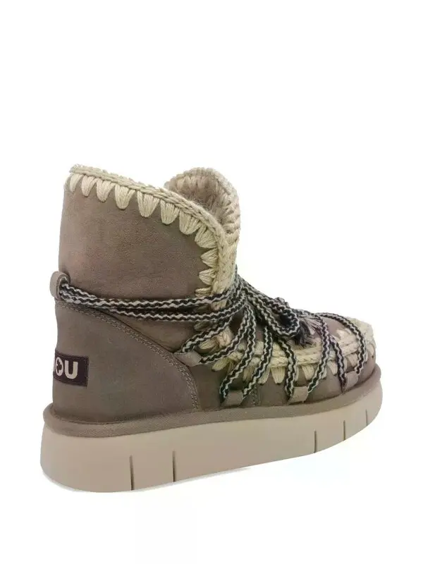 Mou Crochet-trim Lace-up Ankle Boots - Neutrals