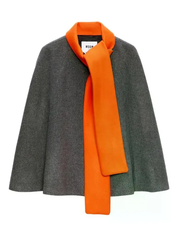 MSGM Attached-scarf Cape - Grey
