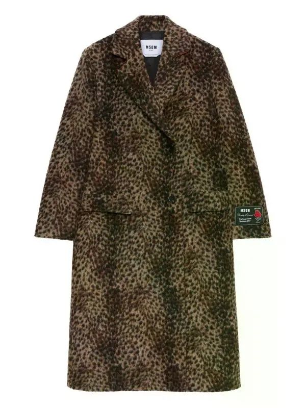 MSGM Leopard-print Double-breasted Coat