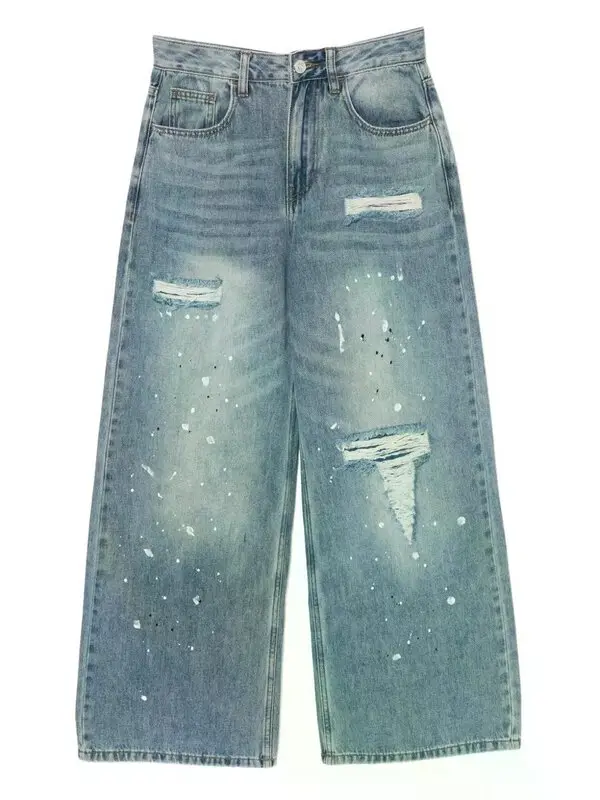 B+AB Distressed Wide-leg Jeans