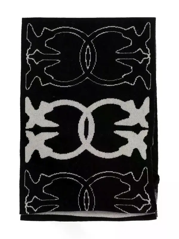Pinko Love Birds Fringed Scarf - Black