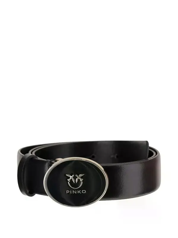 Pinko Logo-plaque Leather Belt - Black