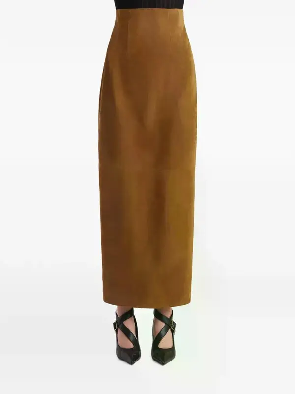 Khaite Suede Maxi Skirt - Brown