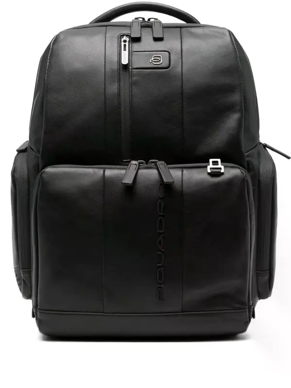 PIQUADRO Panelled Leather Backpack - Black