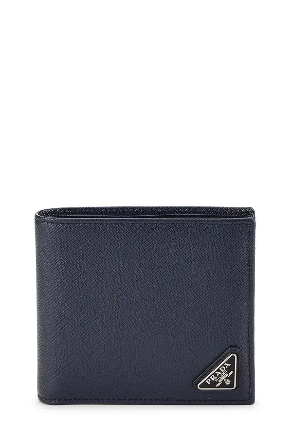 Prada Saffiano Bifold Wallet - Navy