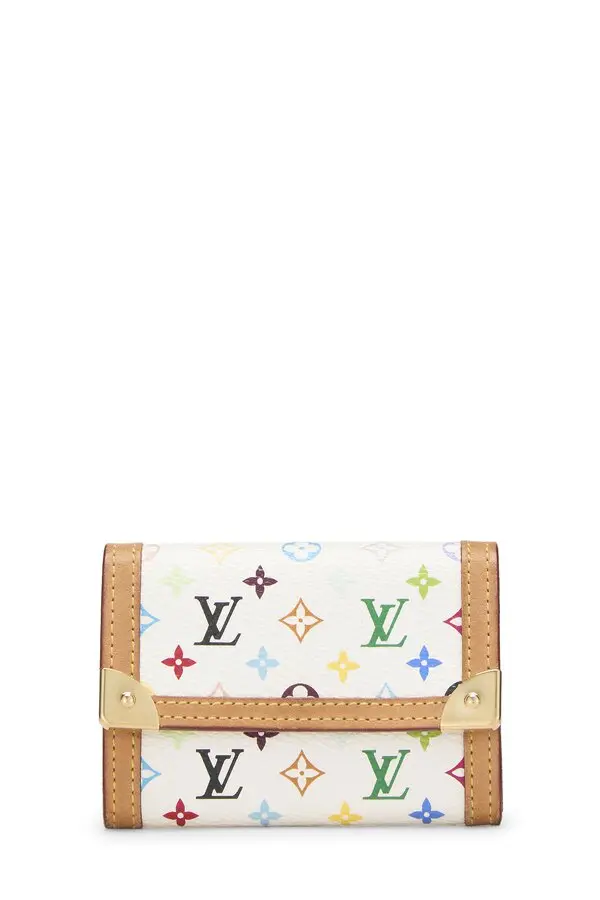 LOUIS VUITTON Takashi Murakami X Monogram Multicolore Porte Monnaie Plat - White
