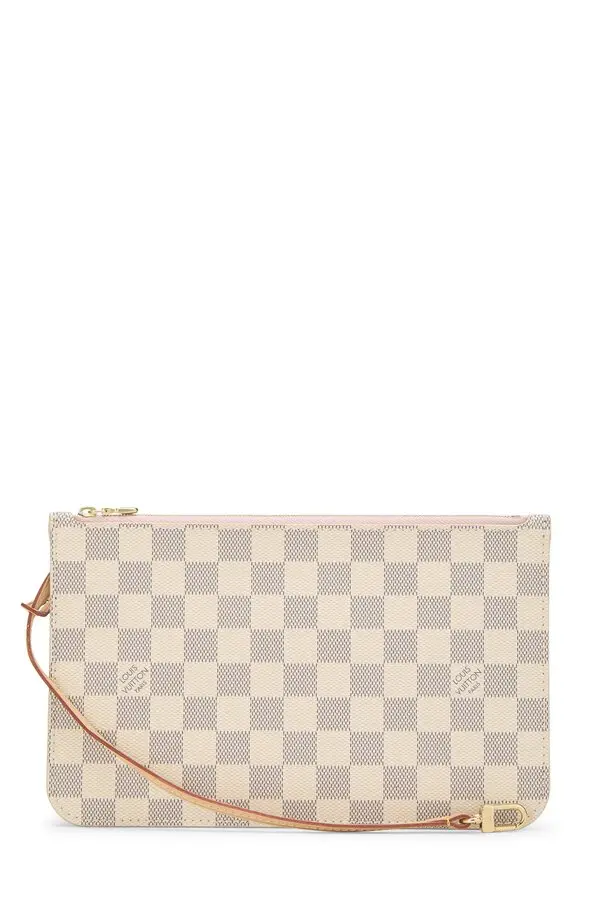 LOUIS VUITTON Damier Azur Neverfull Pouch - White