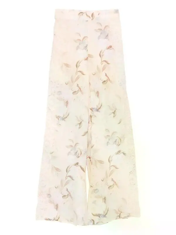 Zimmermann Floral-print Lace-insert Trousers