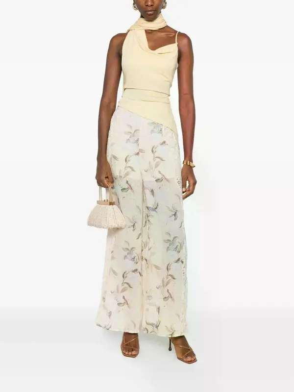 Zimmermann Floral-print Lace-insert Trousers