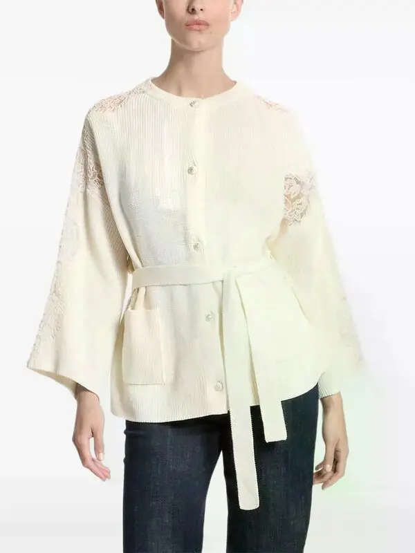 Elie Saab Lace-paneled Belted Jacket