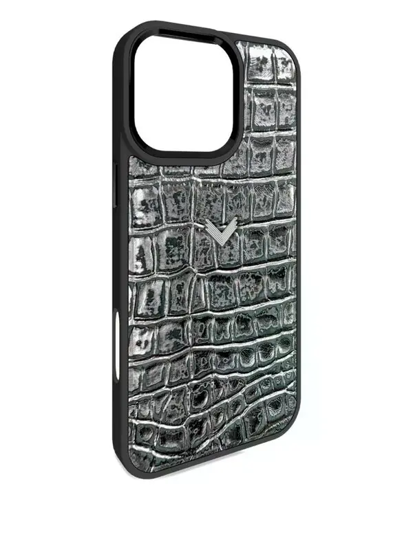 VELANTE Crocodile-texture Iphone 16 Pro Max Phone Case - Black