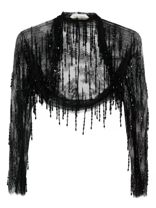 Alberta Ferretti Sequin-embellished Fringe Jacket - Black