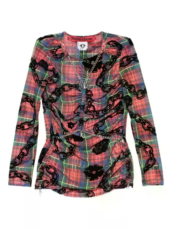 CHOPOVA LOWENA Chain-print Mesh Blouse